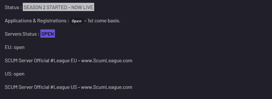 Scum League Official Season 2 | SCUMwiki【攻略・情報】 - ゲームウィキ.jp